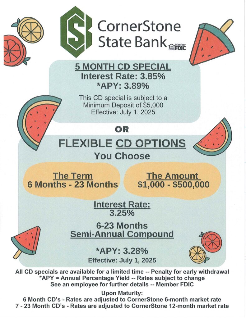 CD Specials – Cornerstone State Bank